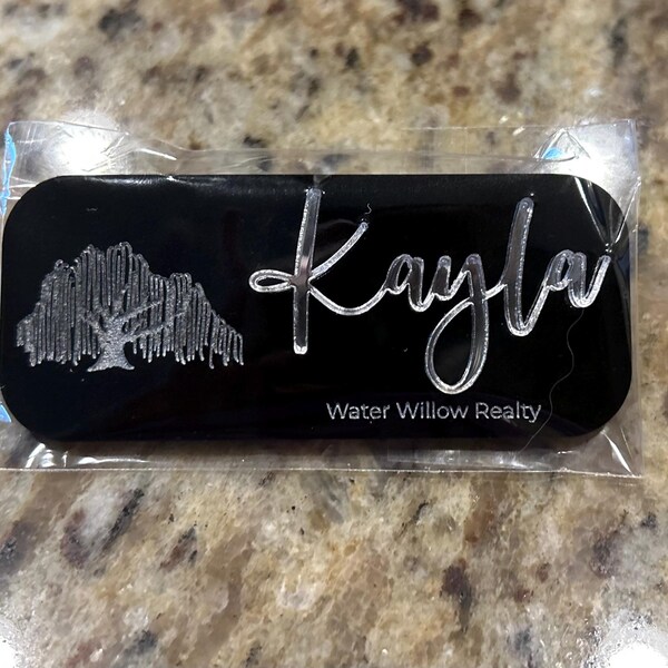 Custom Engraved Business Name Tag With Magnet, Acrylic Name Badge With ...