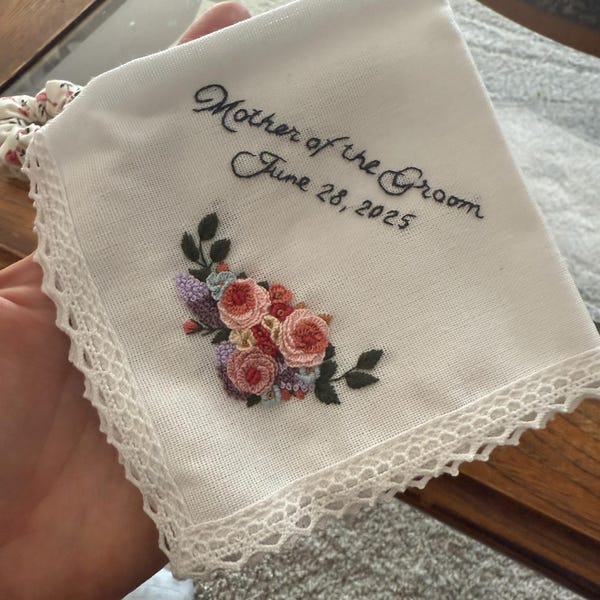 Wedding Handkerchief, Custom Embroidered Handkerchief, Ladies ...
