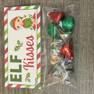 ELF Kisses Treat Bag Christmas Toppers, Printable Christmas Toppers ...