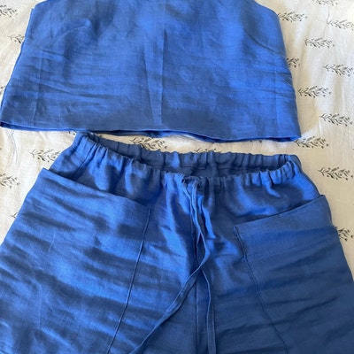 Cornflower Blue Linen Fabric by the Metre. Softened Linen Fabric by the ...