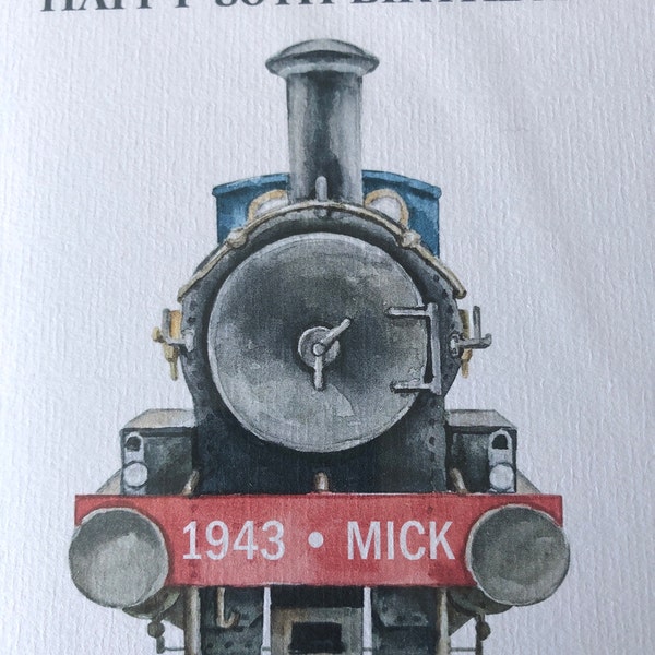 Personalised Train 80th Birthday Card - Locomotive Birthday Card ...