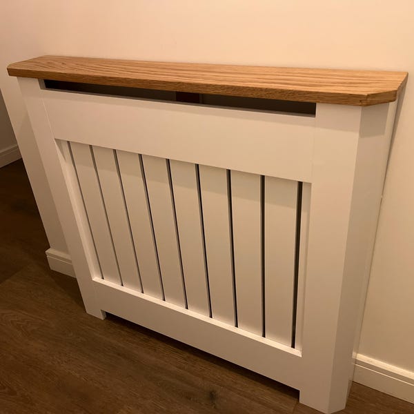Custom Radiator Cover With Mitred Corners, Decorative Panel and Oak Top ...