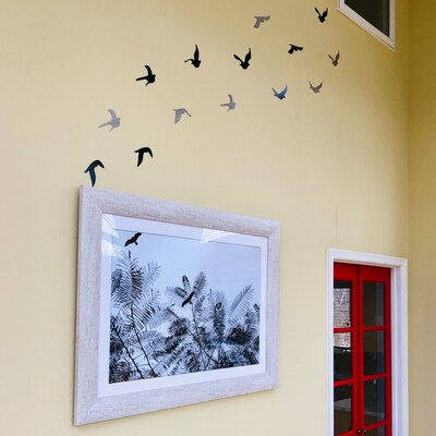 Bird Wall Art, Brass 14 Pieces, Black, Metal, Copper, Steel Birds, Wall ...