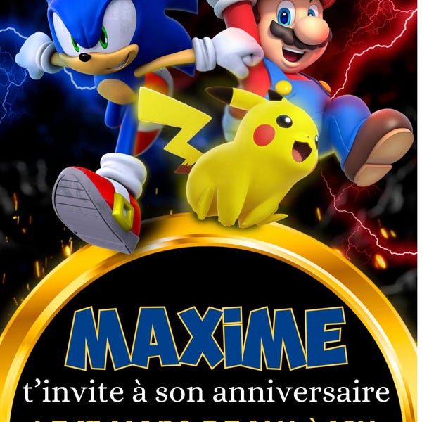 Sonic Shadow Invitation, Super Hedgehog Kids Party E-invite, Hedgehog ...