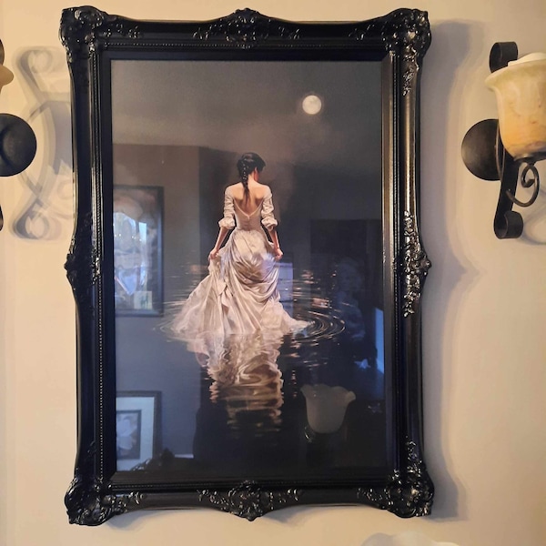 Woman in White Print. Woman Lake Print. Original Art Print. Oil ...