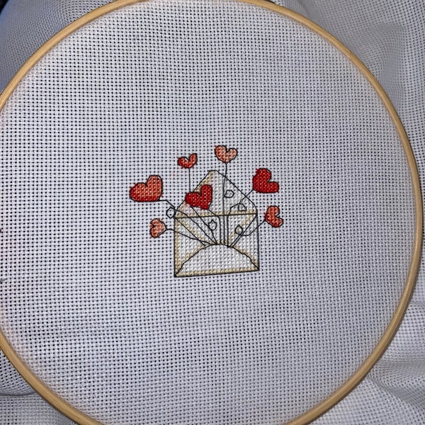 Mini Envelope of Hearts Cross Stitch Pattern for Valentines Day ...