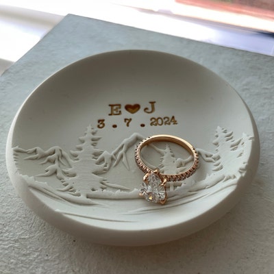 Personalized Gift, Ring Dish, Custom Ring Holder, Minimalist Engagement ...