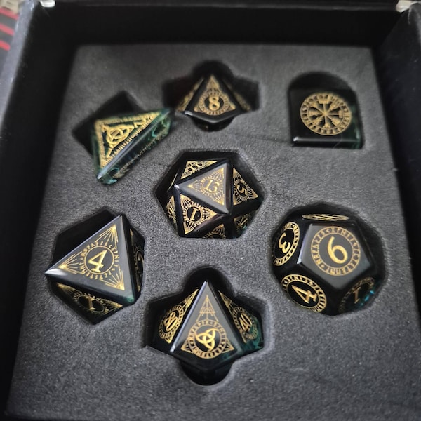 Full Dnd Dice Set | Satin Finish Dice | Rainbow Matt Glass| Dnd Gift ...