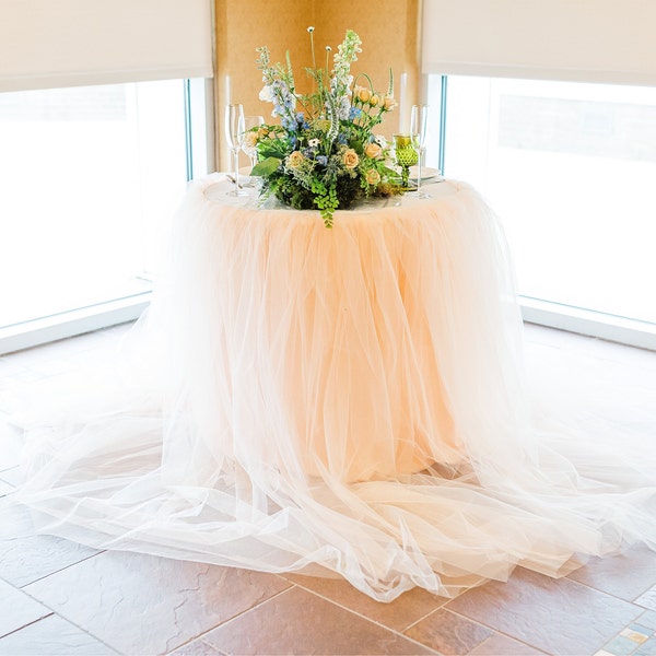 Chiffon Table Skirt, POOLING EXTRA LONG , Puddle Length , Floating ...