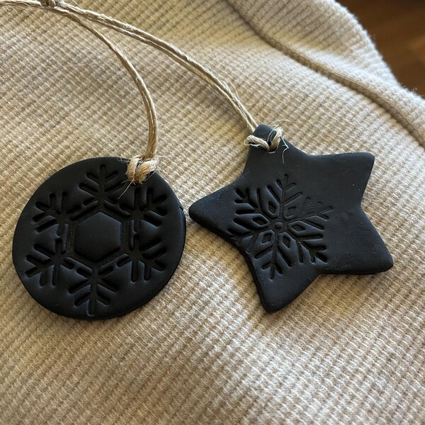 3/5 Large White Clay Embossed Stars, Large Tree Ornaments, Wall Hanging ...