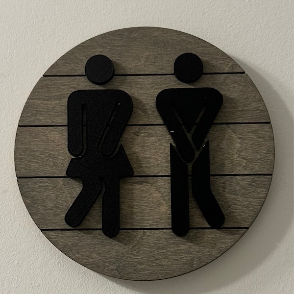 Funny Shiplap 3D Restroom Sign Bathroom Wall Decor Modern Farmhouse ...