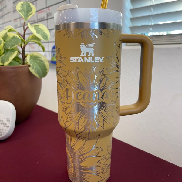 Engraved Stanley Tumbler, Laser Engraved Stanley, Flower Tumbler ...