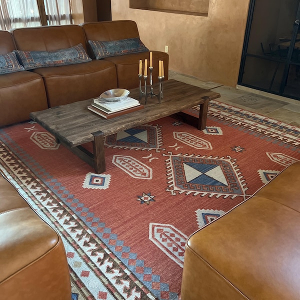 Red Rust Swedish Scandinavian Inspired High Quality Hand Woven Wool Rug ...