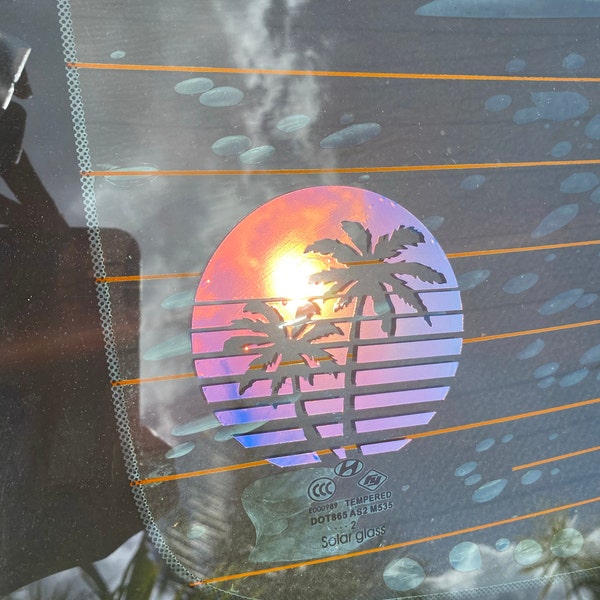 Synthwave Sunset Decal, Vaporwave Vinyl Decal, Retro Bumper Sticker for ...