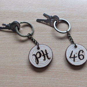 Initial Keyring, Log Slice, Rustic Wedding Favours , Rustic Bridal ...