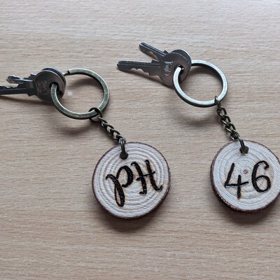 Initial Keyring, Log Slice, Rustic Wedding Favours , Rustic Bridal ...