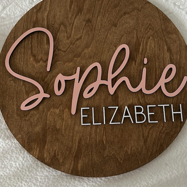 Nursery Name Sign, Round Name Sign, Above Crib Sign, 3d Name Sign, Baby ...