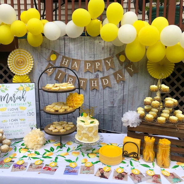 EDITABLE Lemon Birthday Board, Lemons Poster, Citrus Birthday Milestone ...