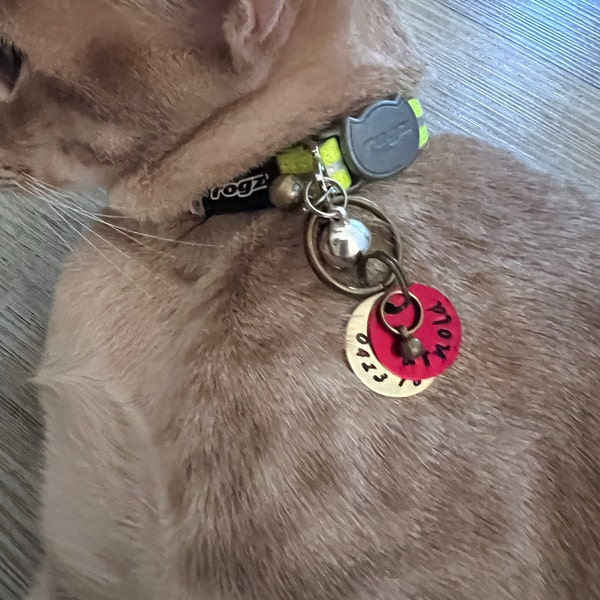The Emma 007 Bow Pet ID Tag Small Dog Cat Feminine Unique Handstamped ...