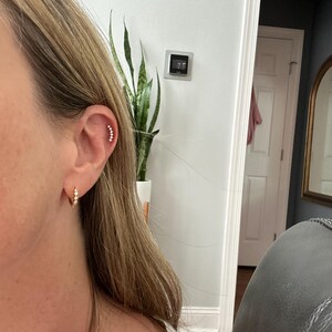 Diamond Helix Stud, Cartilage Piercing, 14K Gold Helix Jewelry, Real ...