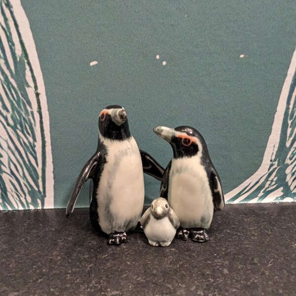 Hand-painted Penguin Ceramic Figurines: Rockhopper, Jackass, King Set ...