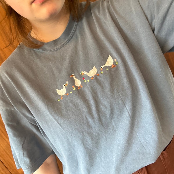Embroidered Geese T-shirt - Etsy