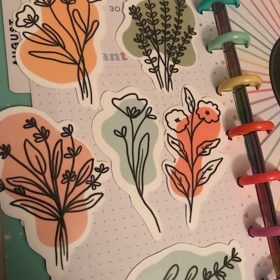 Minimalist Flower Sticker Pack - Etsy
