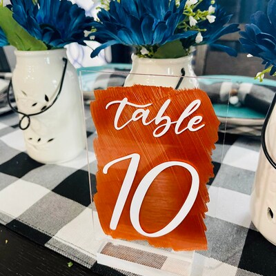 Back Painted Acrylic Wedding Table Number Sign - Etsy