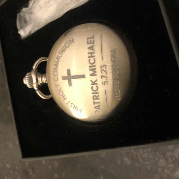 First Communion Engraved Silver Pocket Watch, Personalized Communion ...