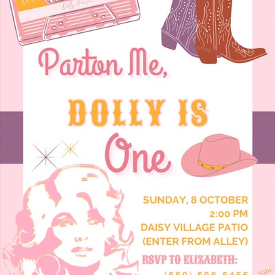 Dolly Parton Invitation Birthday Party Celebration Modern Simple ...