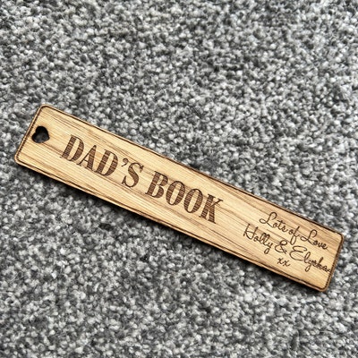 Personalised Dad's Bookmark Oak Wooden Laser Engraved - Etsy