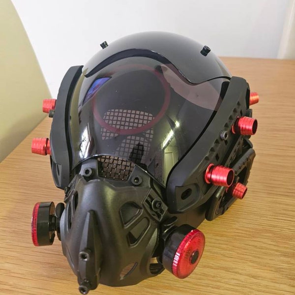 Self-design Green Light Cyberpunk Half-face Mask, Super Cool Glowing ...