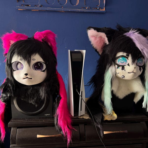 Kig Fursuit Head Cat Furry Head With Lolita Clips, Kig Kemono Fursuit ...