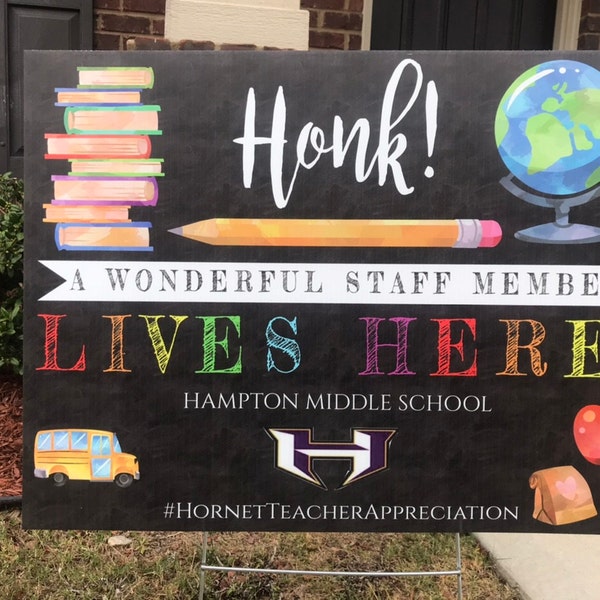 Teacher Appreciation Yard Sign Template, Honk Yard Sign for Teacher ...