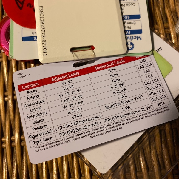 STEMI Reference Tool Horizontal Badge Pocket Card for Nurse Paramedic ...