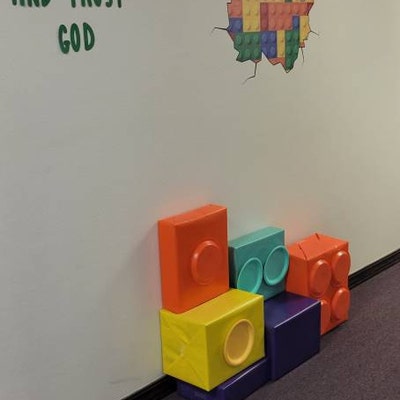Building Block Bricks Wall Decal Colour Kids Bedroom Sticker Playroom ...