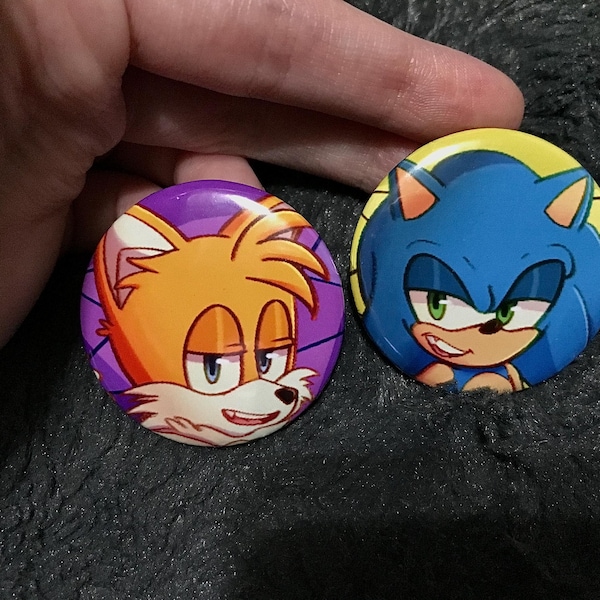 Sonic the Hedgehog Pins Holographic or Glossy Buttons | Sonic Shadow ...