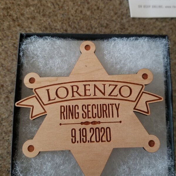 Ring Security Badge, Ring Bearer Badge, Ring Bearer Gift, Wood Name ...