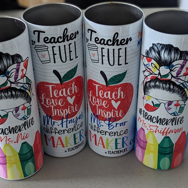 Teacher 20 Oz Skinny Tumbler Bundle, Teacher Life Back to School ...