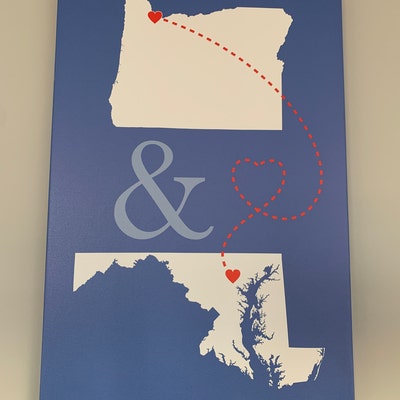 Two Countries Map With Love Trails, Engagement Gift, Wedding Gift ...