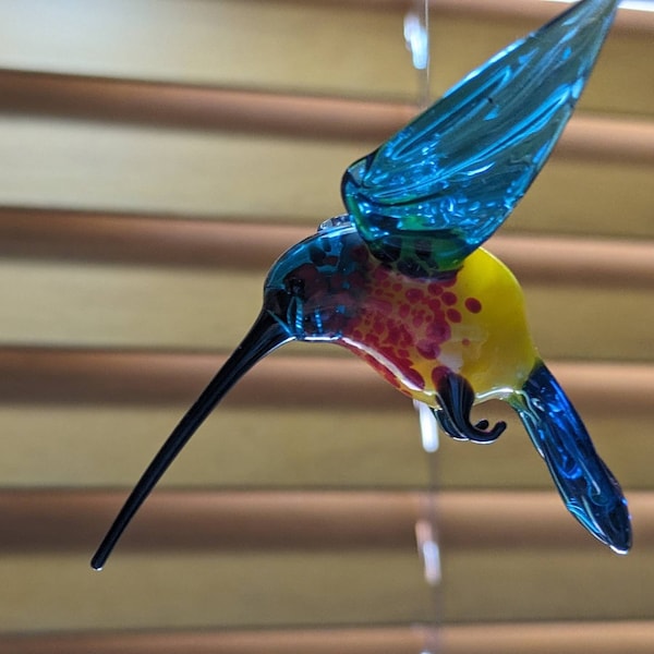 Glass Hummingbird Figurine, Flying Birds Hummingbird, Glass Animals ...