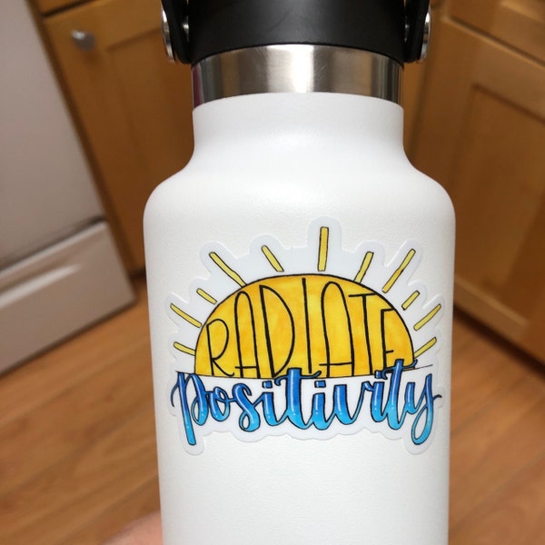 Radiate Positivity Watercolor Sticker, Waterproof, Handmade, Water ...
