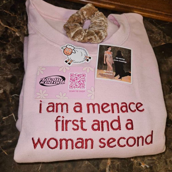 Menace First Woman Second Embroidered Unisex T-shirt or Sweatshirt - Etsy