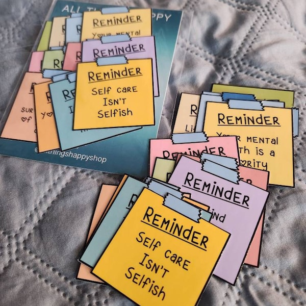 Mental Health Sticky Note Stickers / Mental Health Reminder Stickers ...