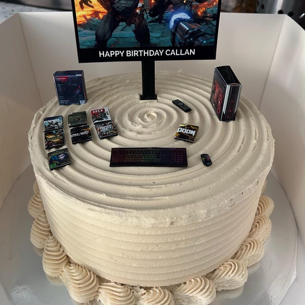 Gaming PC Birthday Cake Toppers | PERSONALISED Set | Custom Image ...