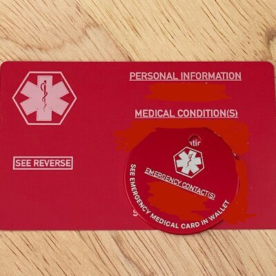 Emergency Medical Contact Card Aluminum Credit Card Size 6 Colors - Etsy