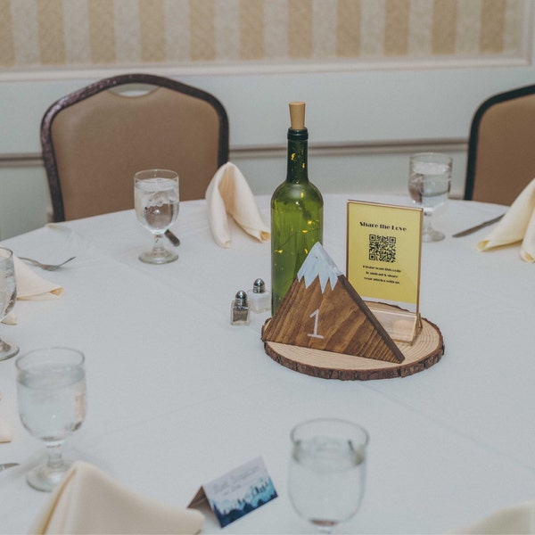 Wood Mountain Table Numbers, Hand Lettered Table Numbers, Rustic Table ...