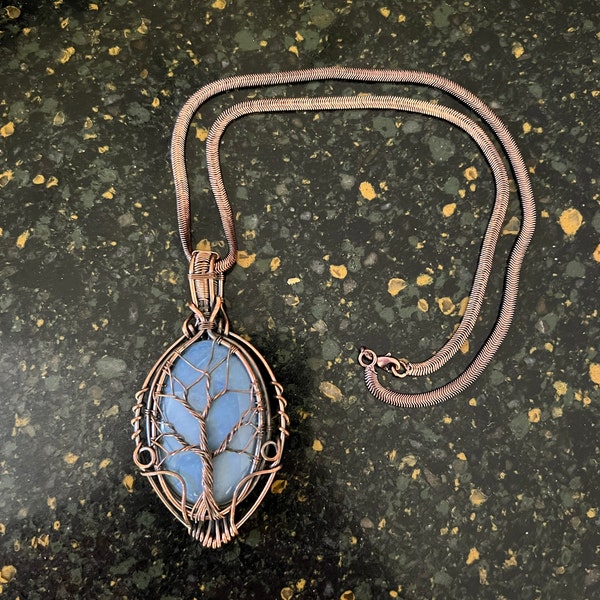 Tree of Life Owyhee Opal Copper Pendant, Owyhee Opal Gemstone Copper ...