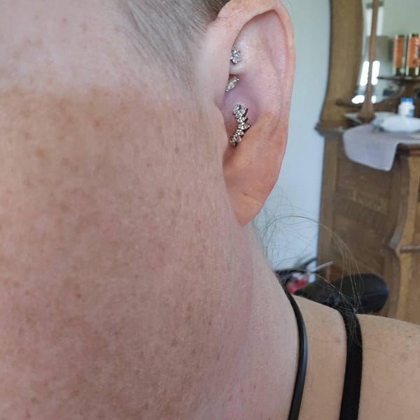 Tiny CZ Stud Piercing(single), Minimalist 925 Sterling Silver Piercing ...