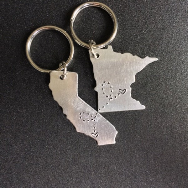 BEST FRIEND KEYCHAINS Customized Long Distance State Keychains Hand ...